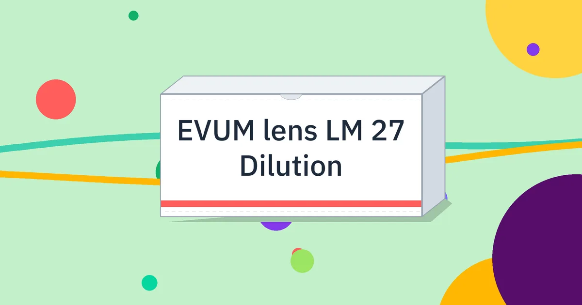 Symbolbild: Packung mit der Aufschrift EVUM lens LM 27 Dilution (PZN 13485298) – Verfügbarkeit und Bezug in Apotheken in Frankfurt am Main