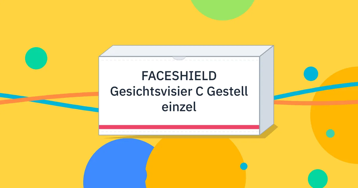 Symbolbild: Packung mit der Aufschrift FACESHIELD Gesichtsvisier C Gestell einzel (PZN 16797733) – Verfügbarkeit und Bezug in Apotheken in Frankfurt am Main
