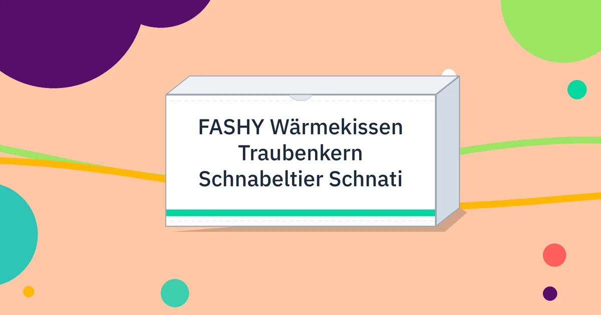 Symbolbild: Packung mit der Aufschrift FASHY Wärmekissen Traubenkern Schnabeltier Schnati (PZN 19136759) – Verfügbarkeit und Bezug in Apotheken in Frankfurt am Main