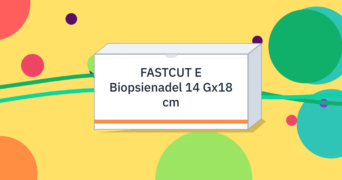 Symbolbild: Packung mit der Aufschrift FASTCUT E Biopsienadel 14 Gx18 cm (PZN 16922411) – Verfügbarkeit und Bezug in Apotheken in Frankfurt am Main