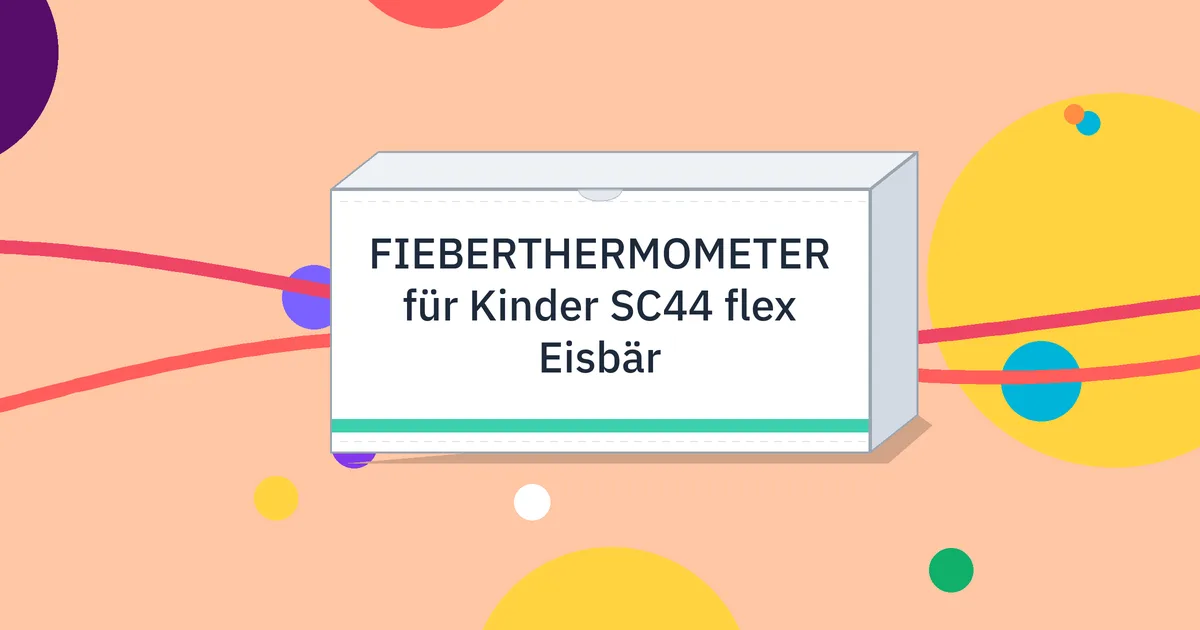 Symbolbild: Packung mit der Aufschrift FIEBERTHERMOMETER für Kinder SC44 flex Eisbär (PZN 19150400) – Verfügbarkeit und Bezug in Apotheken in Frankfurt am Main