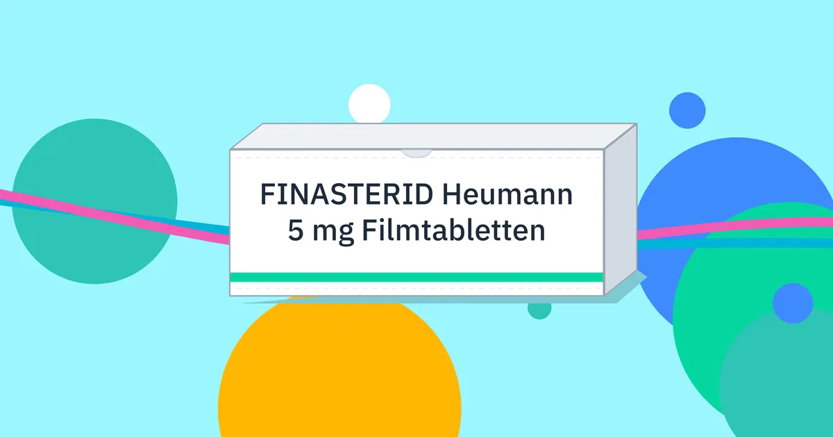 Symbolbild: Packung mit der Aufschrift FINASTERID Heumann 5 mg Filmtabletten (PZN 02173934) – Verfügbarkeit und Bezug in Apotheken in Frankfurt am Main