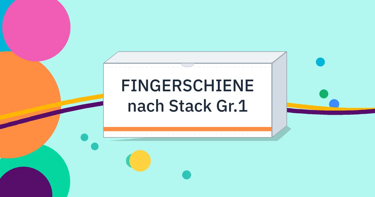 Symbolbild: Packung mit der Aufschrift FINGERSCHIENE nach Stack Gr.1 (PZN 00895149) – Verfügbarkeit und Bezug in Apotheken in Frankfurt am Main
