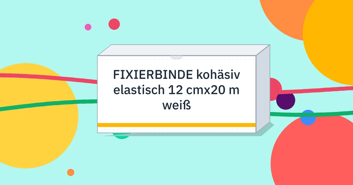 Symbolbild: Packung mit der Aufschrift FIXIERBINDE kohäsiv elastisch 12 cmx20 m weiß (PZN 10351841) – Verfügbarkeit und Bezug in Apotheken in Frankfurt am Main