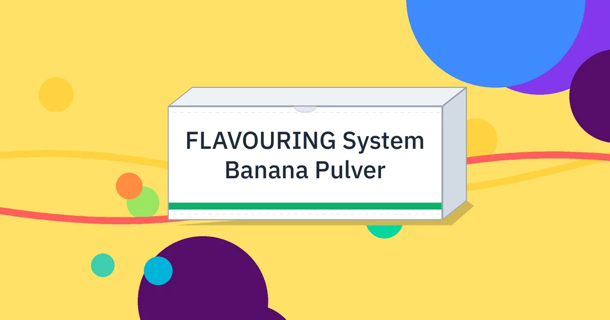 Symbolbild: Packung mit der Aufschrift FLAVOURING System Banana Pulver (PZN 13235029) – Verfügbarkeit und Bezug in Apotheken in Frankfurt am Main