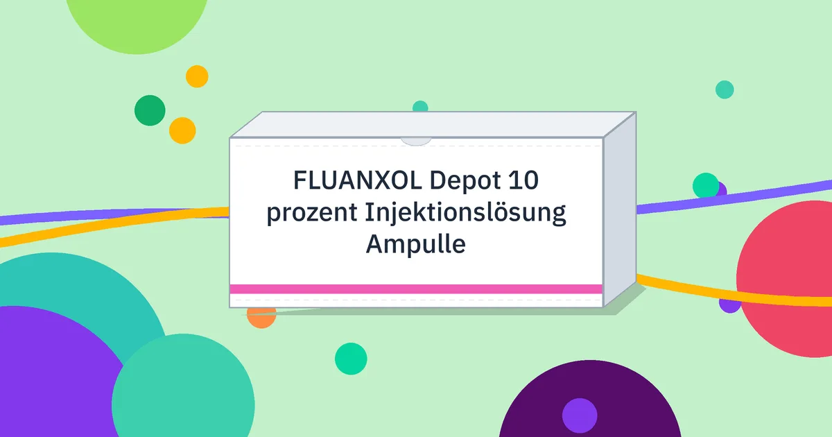 Symbolbild: Packung mit der Aufschrift FLUANXOL Depot 10 prozent Injektionslösung Ampulle (PZN 04229202) – Verfügbarkeit und Bezug in Apotheken in Frankfurt am Main