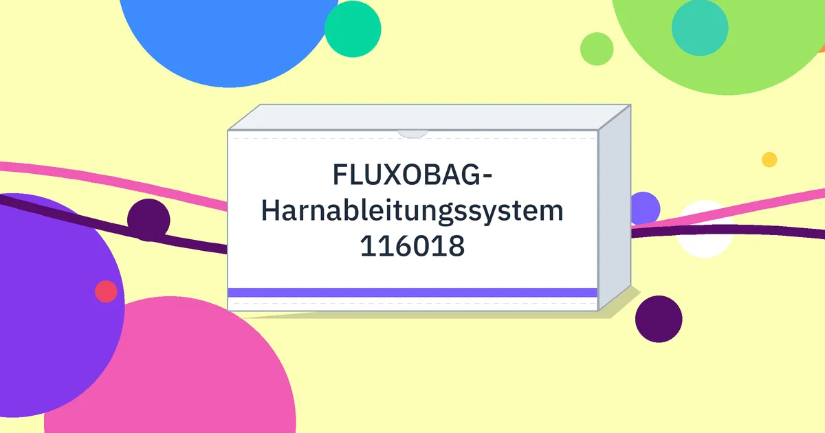 Symbolbild: Packung mit der Aufschrift FLUXOBAG-Harnableitungssystem 116018 (PZN 11566029) – Verfügbarkeit und Bezug in Apotheken in Frankfurt am Main