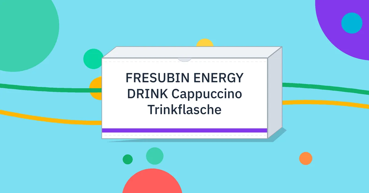 Symbolbild: Packung mit der Aufschrift FRESUBIN ENERGY DRINK Cappuccino Trinkflasche (PZN 00845631) – Verfügbarkeit und Bezug in Apotheken in Frankfurt am Main