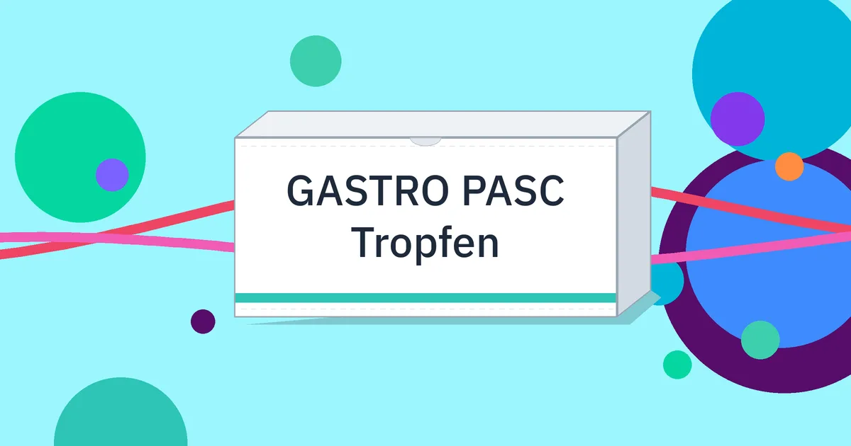 Symbolbild: Packung mit der Aufschrift GASTRO PASC Tropfen (PZN 11169943) – Verfügbarkeit und Bezug in Apotheken in Frankfurt am Main