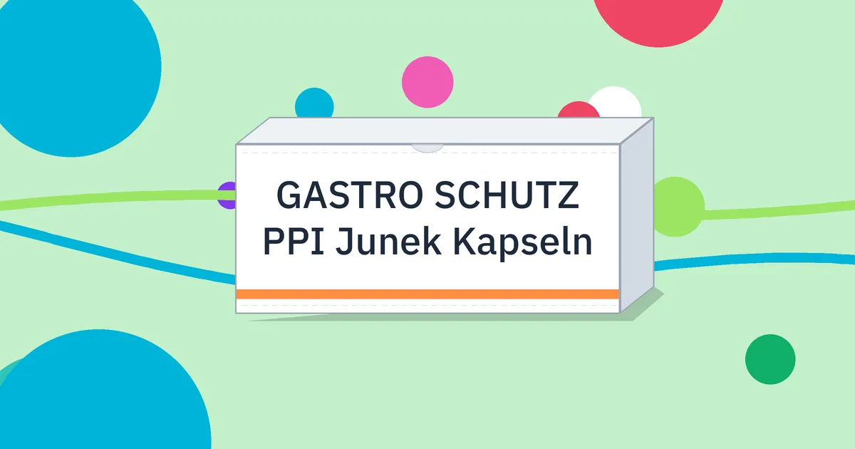 Symbolbild: Packung mit der Aufschrift GASTRO SCHUTZ PPI Junek Kapseln (PZN 17822781) – Verfügbarkeit und Bezug in Apotheken in Frankfurt am Main