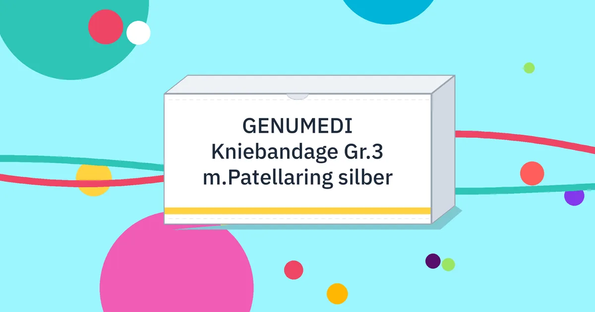 Symbolbild: Packung mit der Aufschrift GENUMEDI Kniebandage Gr.3 m.Patellaring silber (PZN 15315608) – Verfügbarkeit und Bezug in Apotheken in Frankfurt am Main
