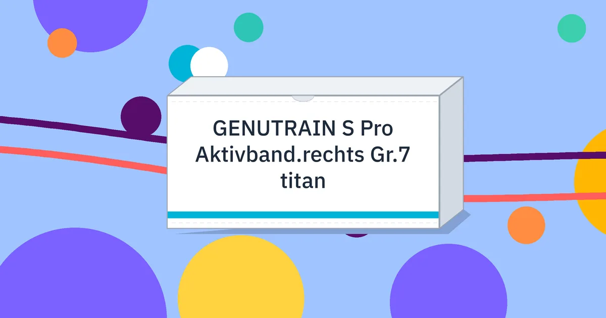 Symbolbild: Packung mit der Aufschrift GENUTRAIN S Pro Aktivband.rechts Gr.7 titan (PZN 11228841) – Verfügbarkeit und Bezug in Apotheken in Frankfurt am Main