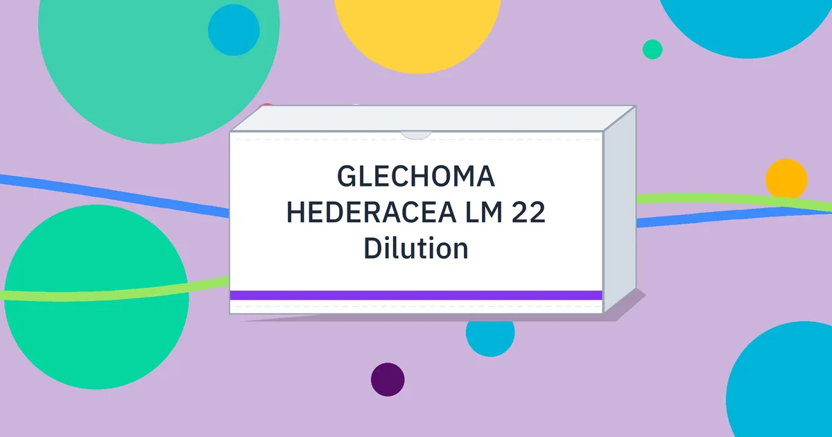 Symbolbild: Packung mit der Aufschrift GLECHOMA HEDERACEA LM 22 Dilution (PZN 13543400) – Verfügbarkeit und Bezug in Apotheken in Frankfurt am Main