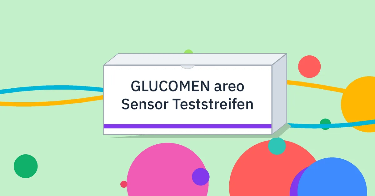 Symbolbild: Packung mit der Aufschrift GLUCOMEN areo Sensor Teststreifen (PZN 11094346) – Verfügbarkeit und Bezug in Apotheken in Frankfurt am Main