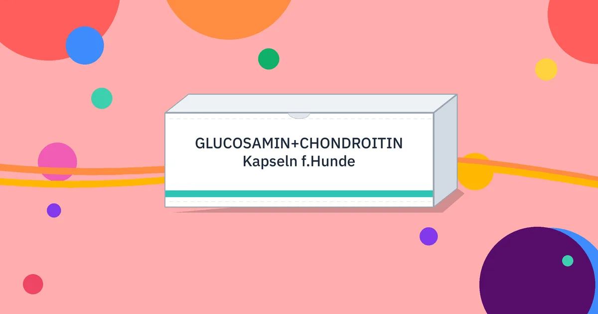 Symbolbild: Packung mit der Aufschrift GLUCOSAMIN+CHONDROITIN Kapseln f.Hunde (PZN 03025727) – Verfügbarkeit und Bezug in Apotheken in Frankfurt am Main