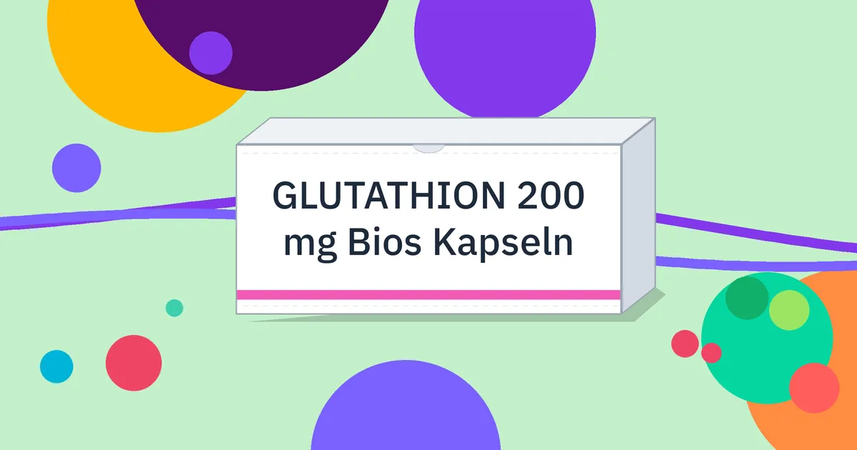 Symbolbild: Packung mit der Aufschrift GLUTATHION 200 mg Bios Kapseln (PZN 01104753) – Verfügbarkeit und Bezug in Apotheken in Frankfurt am Main