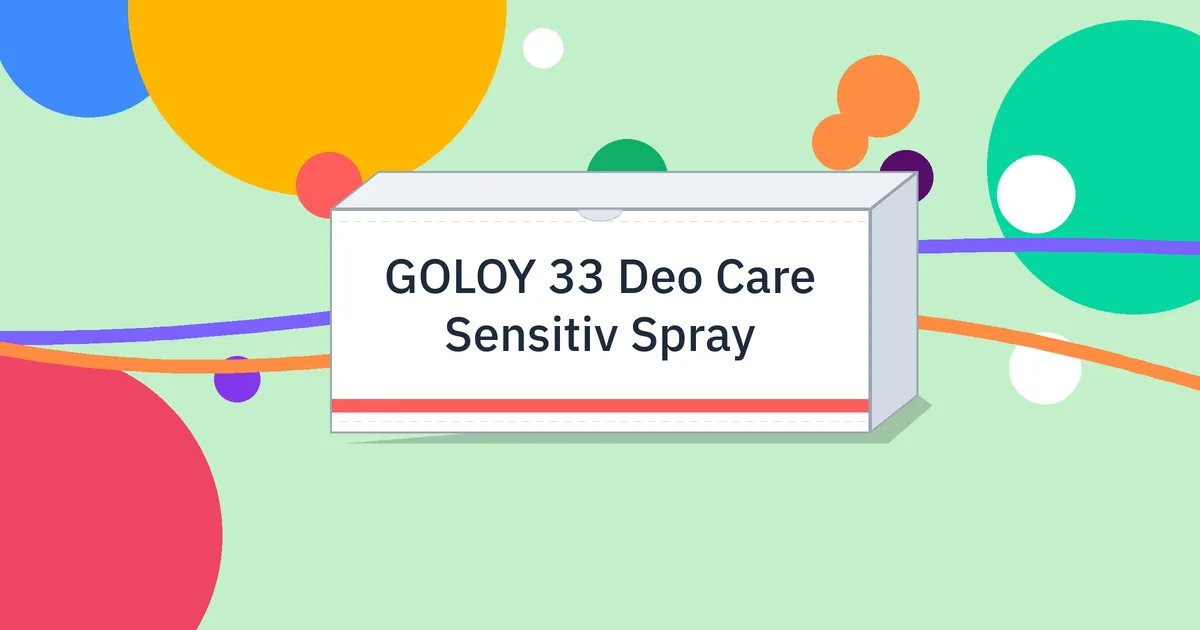 Symbolbild: Packung mit der Aufschrift GOLOY 33 Deo Care Sensitiv Spray (PZN 02426281) – Verfügbarkeit und Bezug in Apotheken in Frankfurt am Main