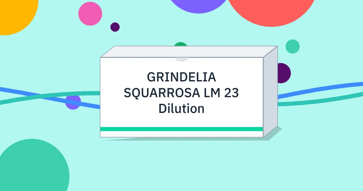 Symbolbild: Packung mit der Aufschrift GRINDELIA SQUARROSA LM 23 Dilution (PZN 13547591) – Verfügbarkeit und Bezug in Apotheken in Frankfurt am Main