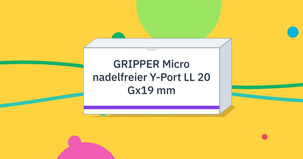 Symbolbild: Packung mit der Aufschrift GRIPPER Micro nadelfreier Y-Port LL 20 Gx19 mm (PZN 16747356) – Verfügbarkeit und Bezug in Apotheken in Frankfurt am Main