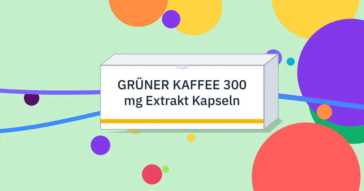 Symbolbild: Packung mit der Aufschrift GRÜNER KAFFEE 300 mg Extrakt Kapseln (PZN 08698738) – Verfügbarkeit und Bezug in Apotheken in Frankfurt am Main