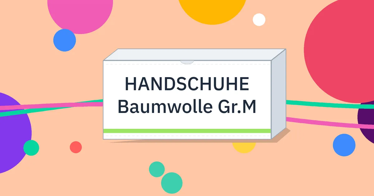 Symbolbild: Packung mit der Aufschrift HANDSCHUHE Baumwolle Gr.M (PZN 09063226) – Verfügbarkeit und Bezug in Apotheken in Frankfurt am Main