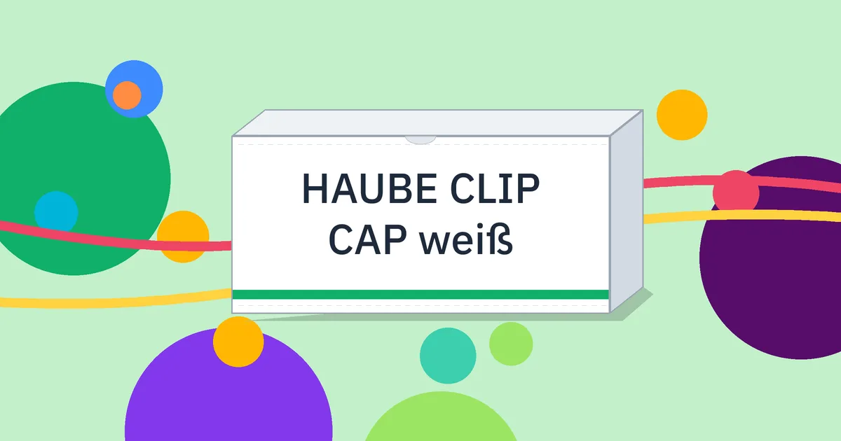 Symbolbild: Packung mit der Aufschrift HAUBE CLIP CAP weiß (PZN 16674717) – Verfügbarkeit und Bezug in Apotheken in Frankfurt am Main