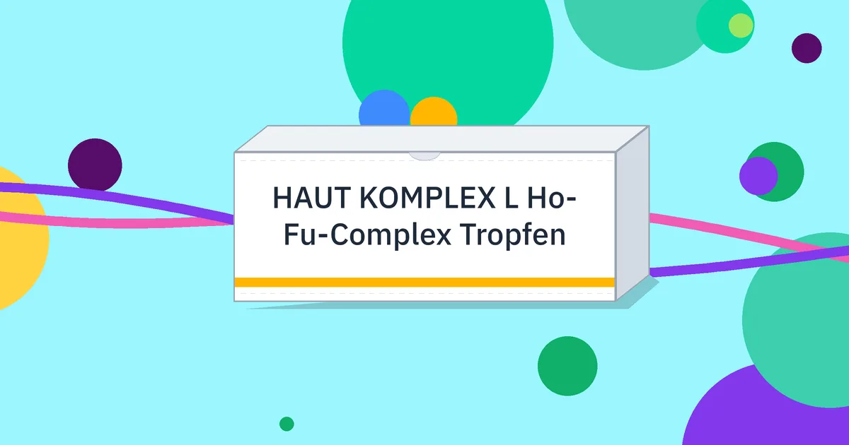 Symbolbild: Packung mit der Aufschrift HAUT KOMPLEX L Ho-Fu-Complex Tropfen (PZN 01742270) – Verfügbarkeit und Bezug in Apotheken in Frankfurt am Main