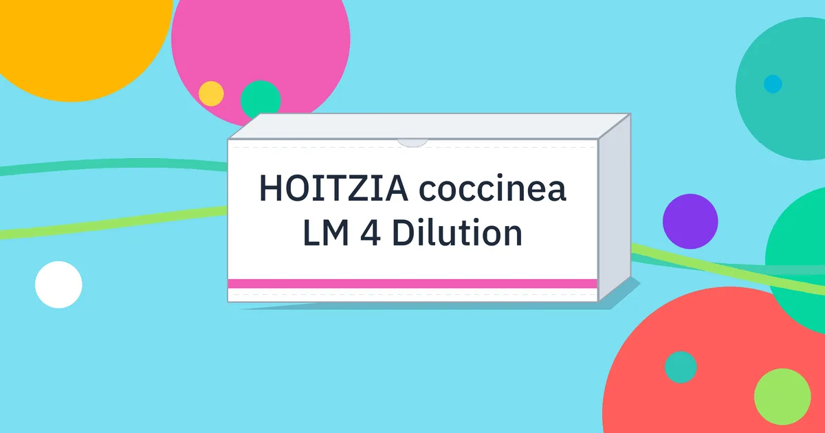 Symbolbild: Packung mit der Aufschrift HOITZIA coccinea LM 4 Dilution (PZN 13554303) – Verfügbarkeit und Bezug in Apotheken in Frankfurt am Main