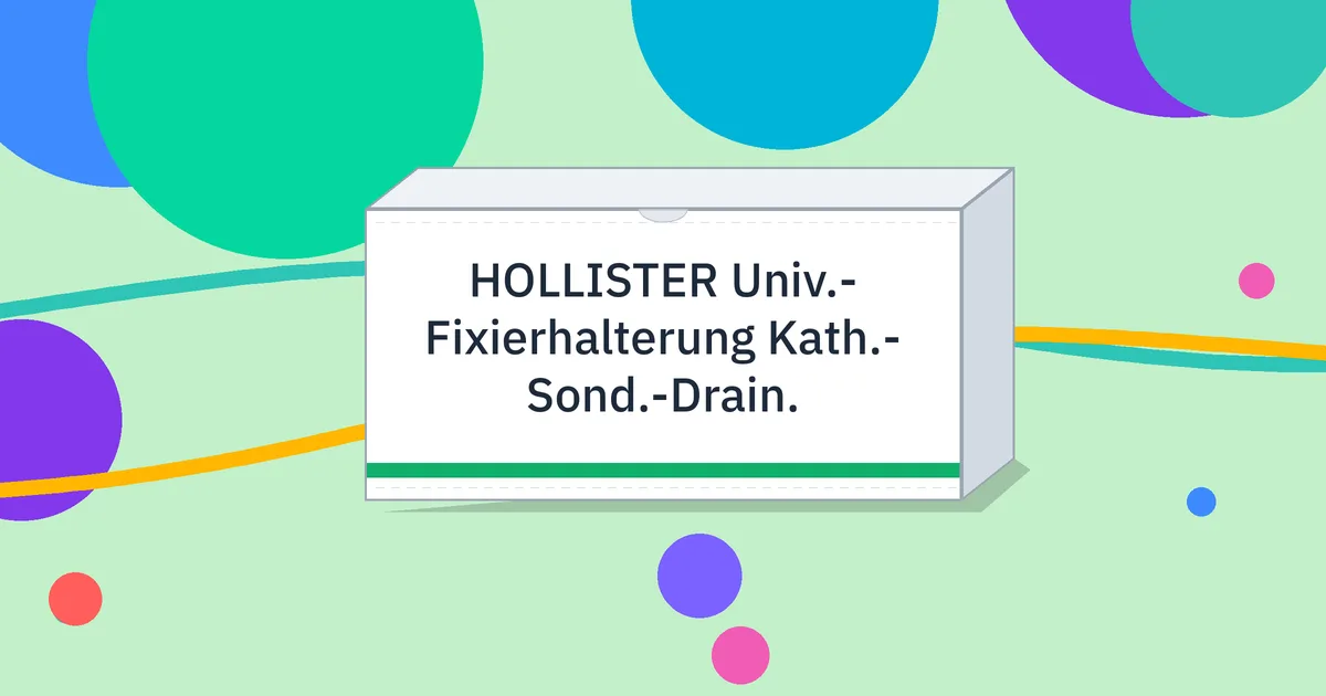 Symbolbild: Packung mit der Aufschrift HOLLISTER Univ.-Fixierhalterung Kath.-Sond.-Drain. (PZN 04672630) – Verfügbarkeit und Bezug in Apotheken in Frankfurt am Main
