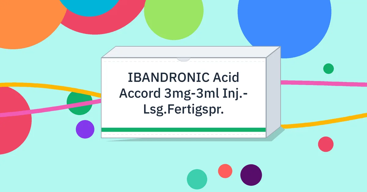 Symbolbild: Packung mit der Aufschrift IBANDRONIC Acid Accord 3mg-3ml Inj.-Lsg.Fertigspr. (PZN 15023426) – Verfügbarkeit und Bezug in Apotheken in Frankfurt am Main