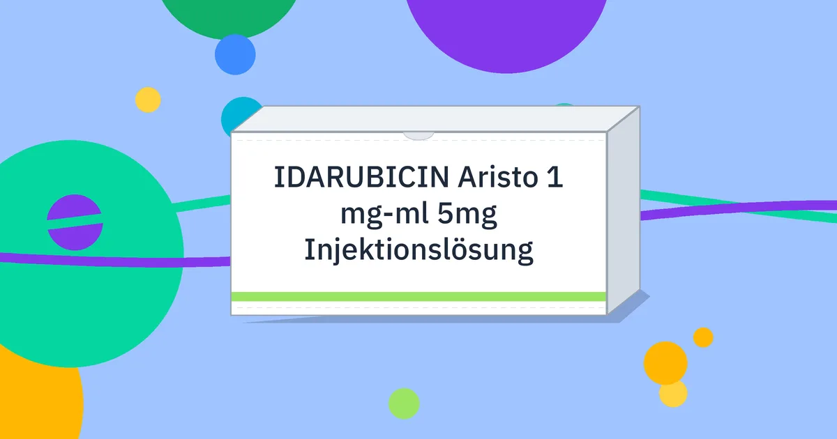Symbolbild: Packung mit der Aufschrift IDARUBICIN Aristo 1 mg-ml 5mg Injektionslösung (PZN 16911790) – Verfügbarkeit und Bezug in Apotheken in Frankfurt am Main