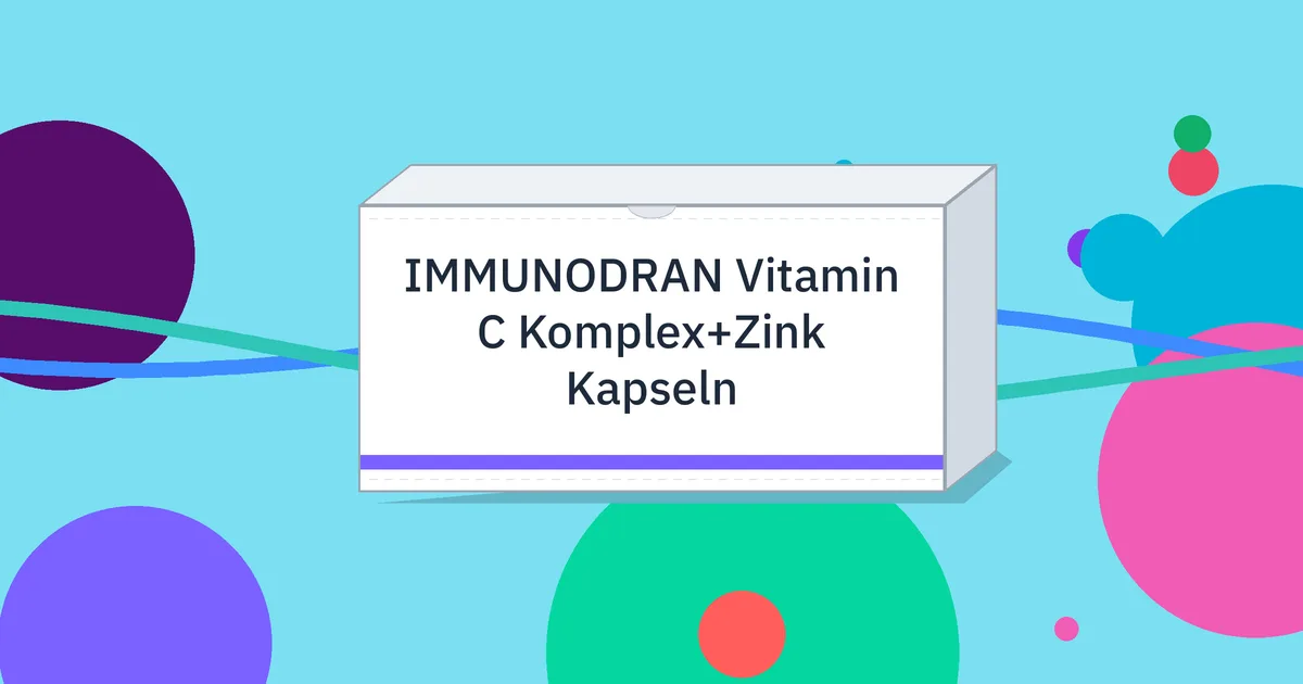 Symbolbild: Packung mit der Aufschrift IMMUNODRAN Vitamin C Komplex+Zink Kapseln (PZN 11865654) – Verfügbarkeit und Bezug in Apotheken in Frankfurt am Main