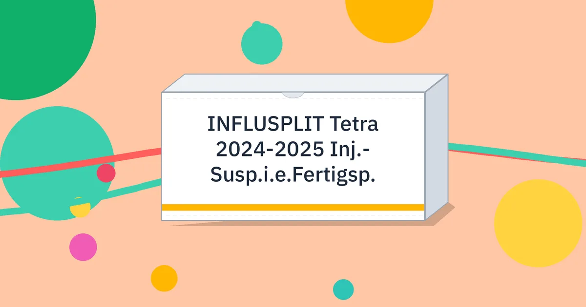 Symbolbild: Packung mit der Aufschrift INFLUSPLIT Tetra 2024-2025 Inj.-Susp.i.e.Fertigsp. (PZN 19170147) – Verfügbarkeit und Bezug in Apotheken in Frankfurt am Main