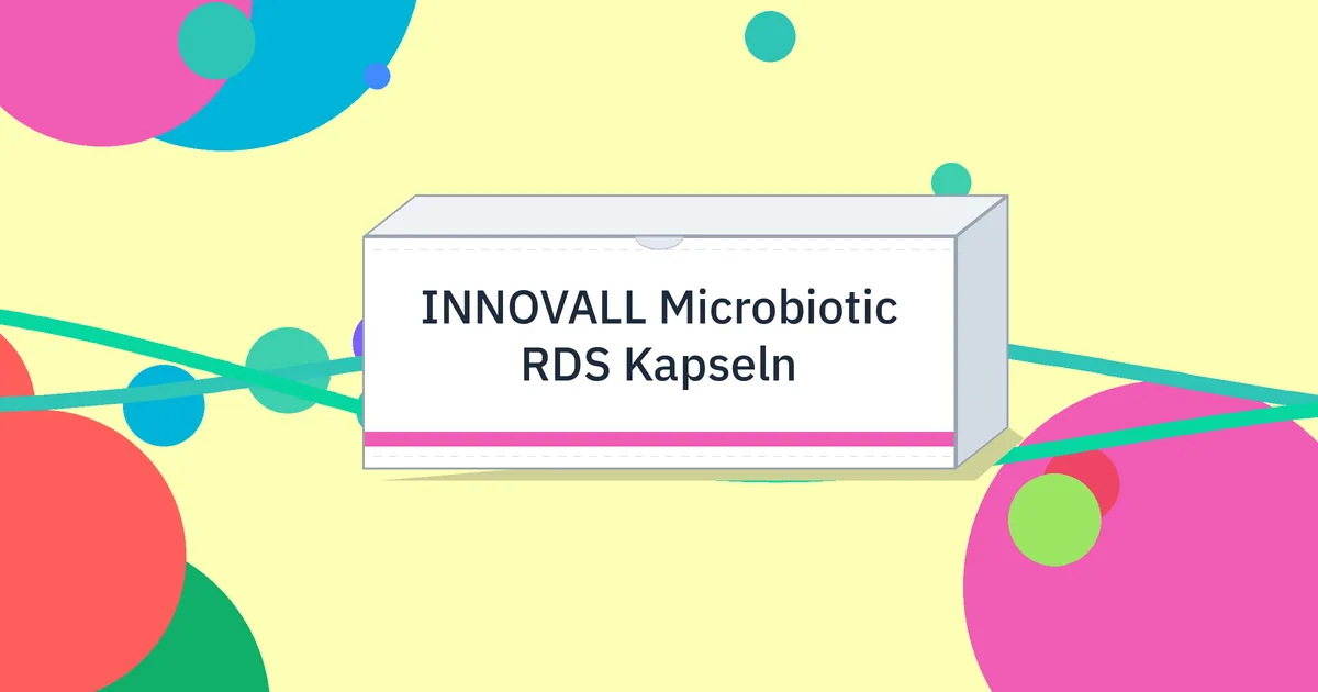 Symbolbild: Packung mit der Aufschrift INNOVALL Microbiotic RDS Kapseln (PZN 12428022) – Verfügbarkeit und Bezug in Apotheken in Frankfurt am Main