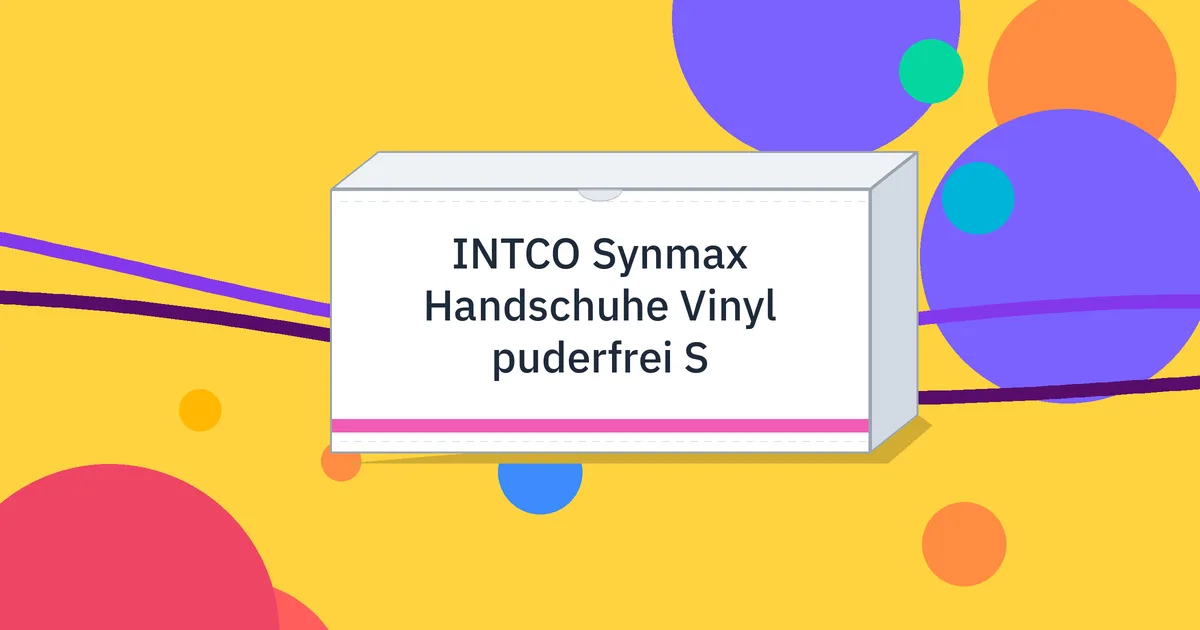 Symbolbild: Packung mit der Aufschrift INTCO Synmax Handschuhe Vinyl puderfrei S (PZN 17250008) – Verfügbarkeit und Bezug in Apotheken in Frankfurt am Main