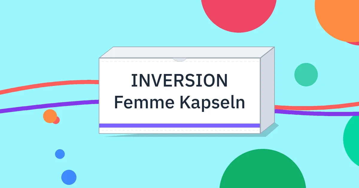 Symbolbild: Packung mit der Aufschrift INVERSION Femme Kapseln (PZN 03086479) – Verfügbarkeit und Bezug in Apotheken in Frankfurt am Main
