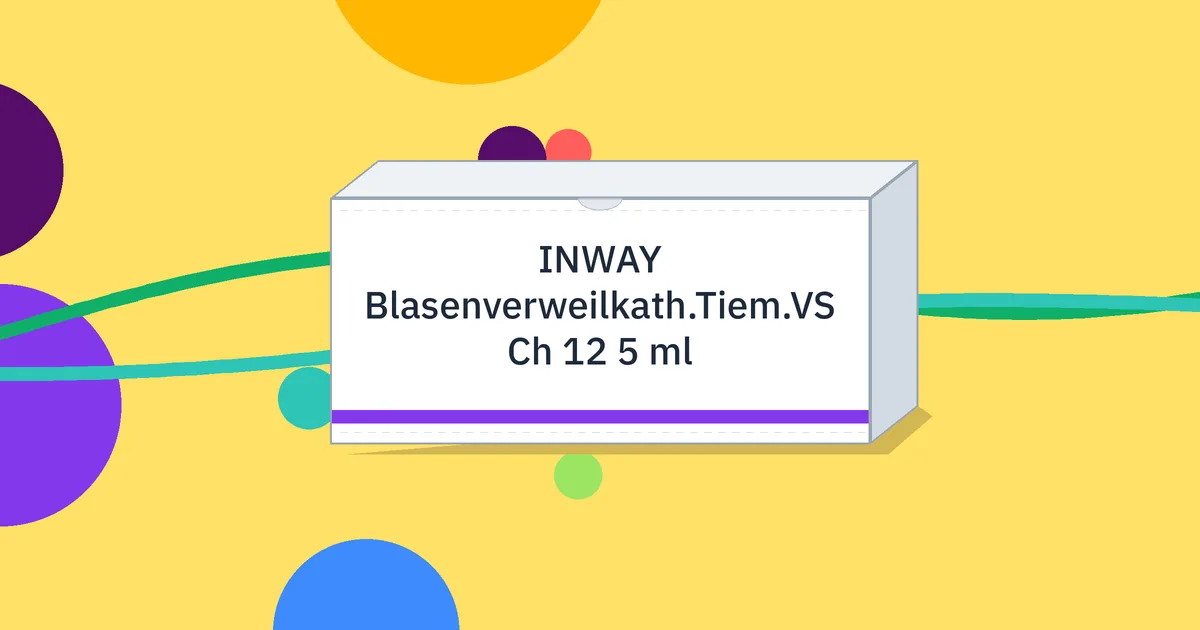 Symbolbild: Packung mit der Aufschrift INWAY Blasenverweilkath.Tiem.VS Ch 12 5 ml (PZN 00048426) – Verfügbarkeit und Bezug in Apotheken in Frankfurt am Main