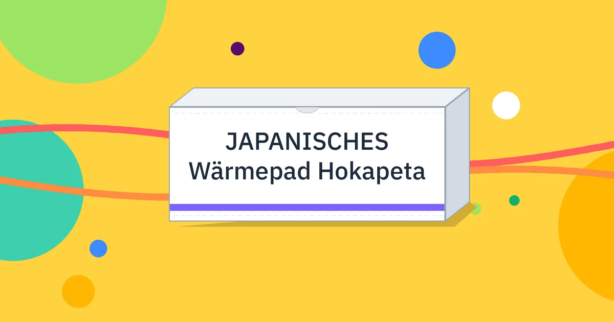 Symbolbild: Packung mit der Aufschrift JAPANISCHES Wärmepad Hokapeta (PZN 09102570) – Verfügbarkeit und Bezug in Apotheken in Frankfurt am Main