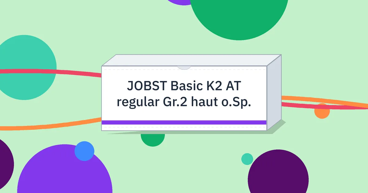 Symbolbild: Packung mit der Aufschrift JOBST Basic K2 AT regular Gr.2 haut o.Sp. (PZN 11249731) – Verfügbarkeit und Bezug in Apotheken in Frankfurt am Main