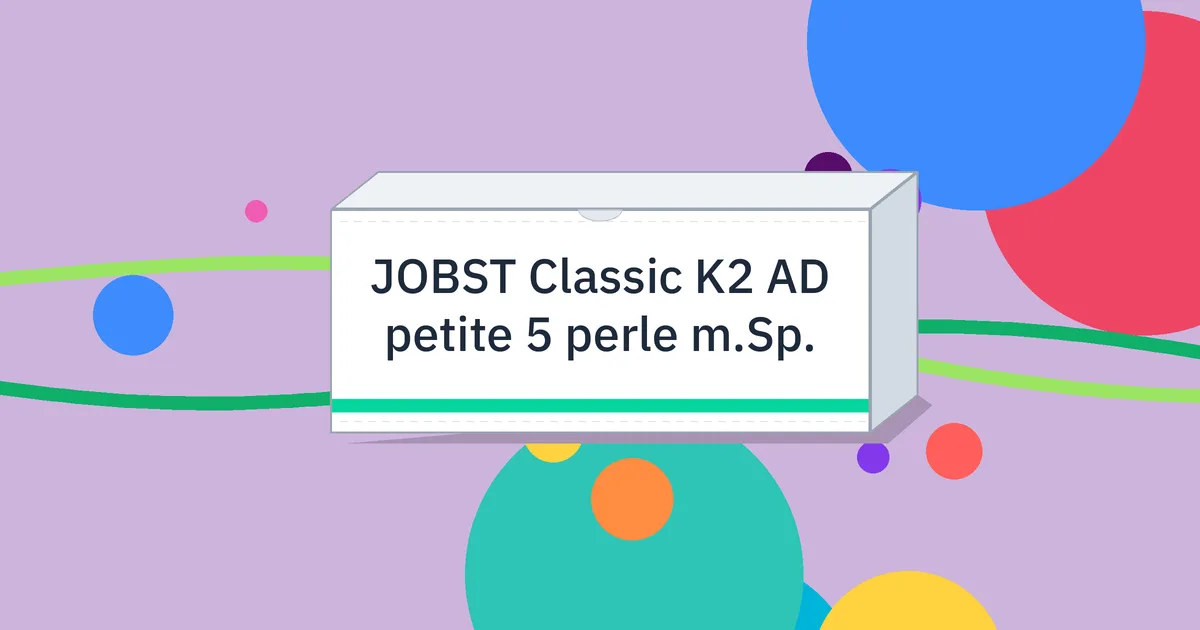 Symbolbild: Packung mit der Aufschrift JOBST Classic K2 AD petite 5 perle m.Sp. (PZN 11269610) – Verfügbarkeit und Bezug in Apotheken in Frankfurt am Main