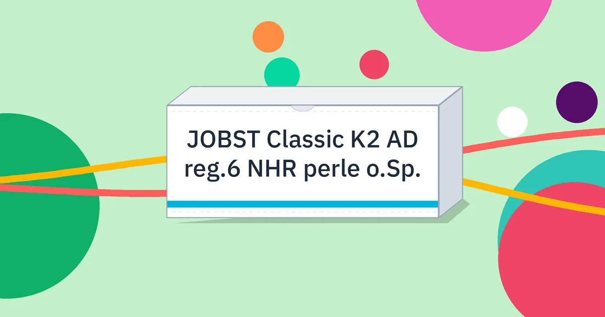 Symbolbild: Packung mit der Aufschrift JOBST Classic K2 AD reg.6 NHR perle o.Sp. (PZN 13062155) – Verfügbarkeit und Bezug in Apotheken in Frankfurt am Main