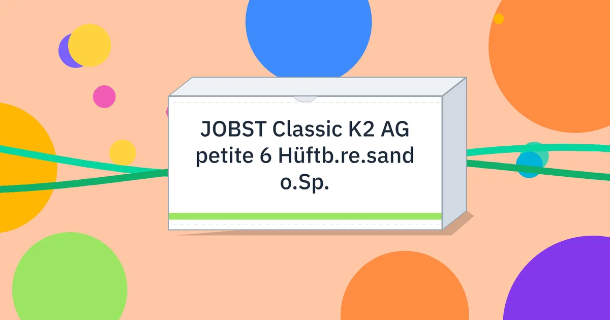 Symbolbild: Packung mit der Aufschrift JOBST Classic K2 AG petite 6 Hüftb.re.sand o.Sp. (PZN 13065780) – Verfügbarkeit und Bezug in Apotheken in Frankfurt am Main
