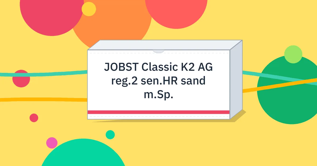 Symbolbild: Packung mit der Aufschrift JOBST Classic K2 AG reg.2 sen.HR sand m.Sp. (PZN 17960336) – Verfügbarkeit und Bezug in Apotheken in Frankfurt am Main