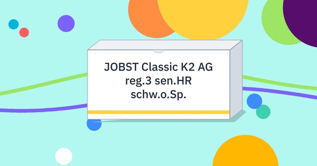 Symbolbild: Packung mit der Aufschrift JOBST Classic K2 AG reg.3 sen.HR schw.o.Sp. (PZN 17960075) – Verfügbarkeit und Bezug in Apotheken in Frankfurt am Main