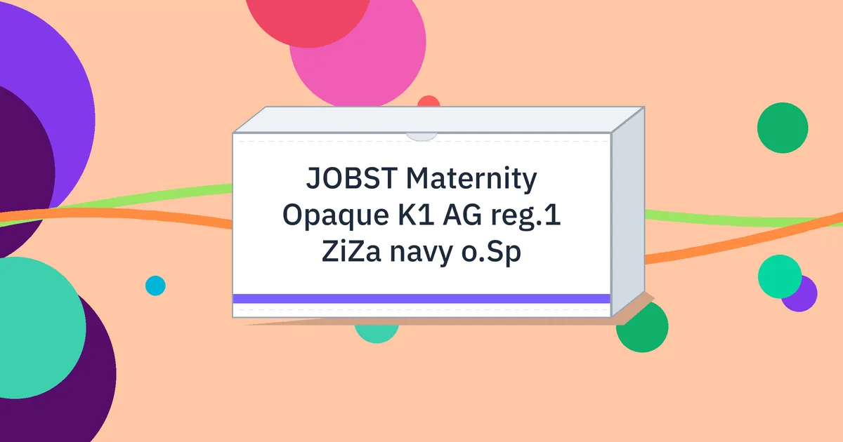 Symbolbild: Packung mit der Aufschrift JOBST Maternity Opaque K1 AG reg.1 ZiZa navy o.Sp (PZN 15859248) – Verfügbarkeit und Bezug in Apotheken in Frankfurt am Main