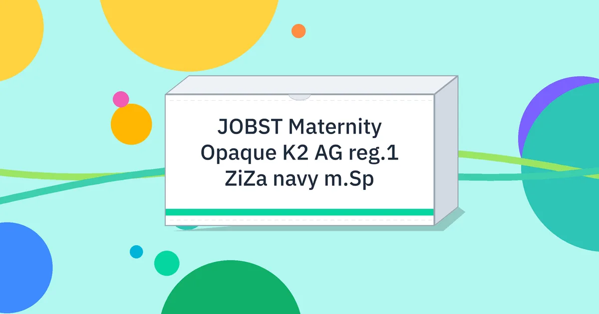 Symbolbild: Packung mit der Aufschrift JOBST Maternity Opaque K2 AG reg.1 ZiZa navy m.Sp (PZN 15860501) – Verfügbarkeit und Bezug in Apotheken in Frankfurt am Main