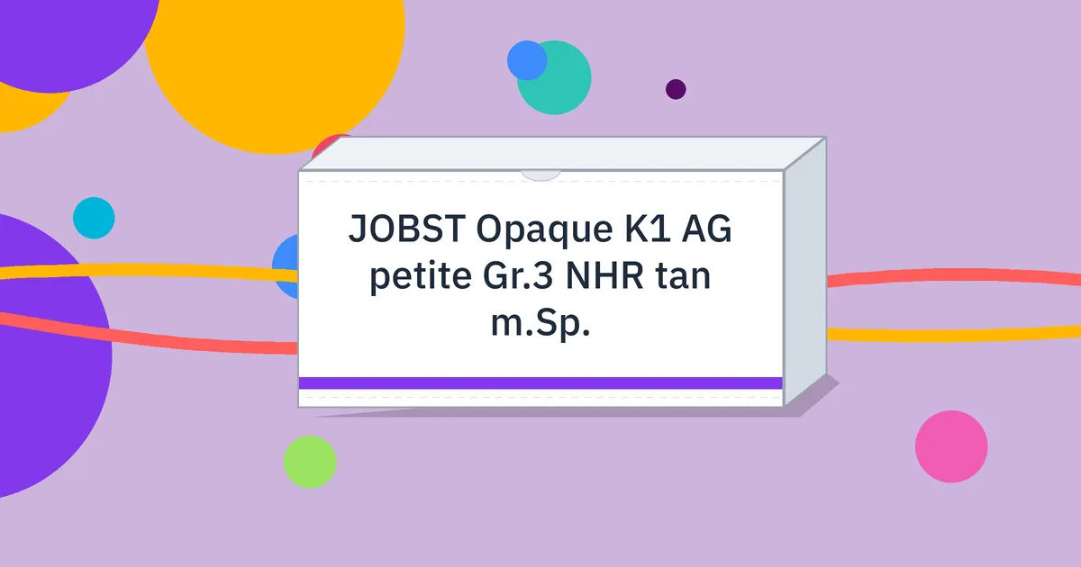 Symbolbild: Packung mit der Aufschrift JOBST Opaque K1 AG petite Gr.3 NHR tan m.Sp. (PZN 16269690) – Verfügbarkeit und Bezug in Apotheken in Frankfurt am Main