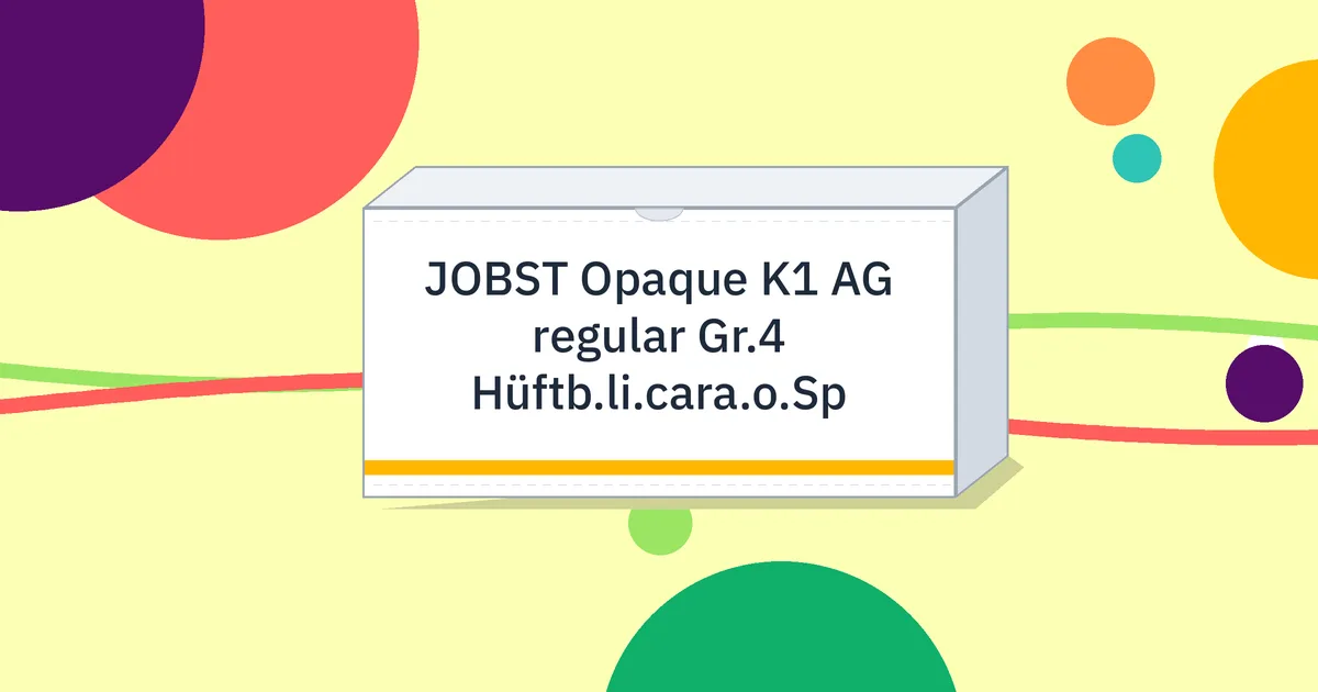 Symbolbild: Packung mit der Aufschrift JOBST Opaque K1 AG regular Gr.4 Hüftb.li.cara.o.Sp (PZN 13100074) – Verfügbarkeit und Bezug in Apotheken in Frankfurt am Main