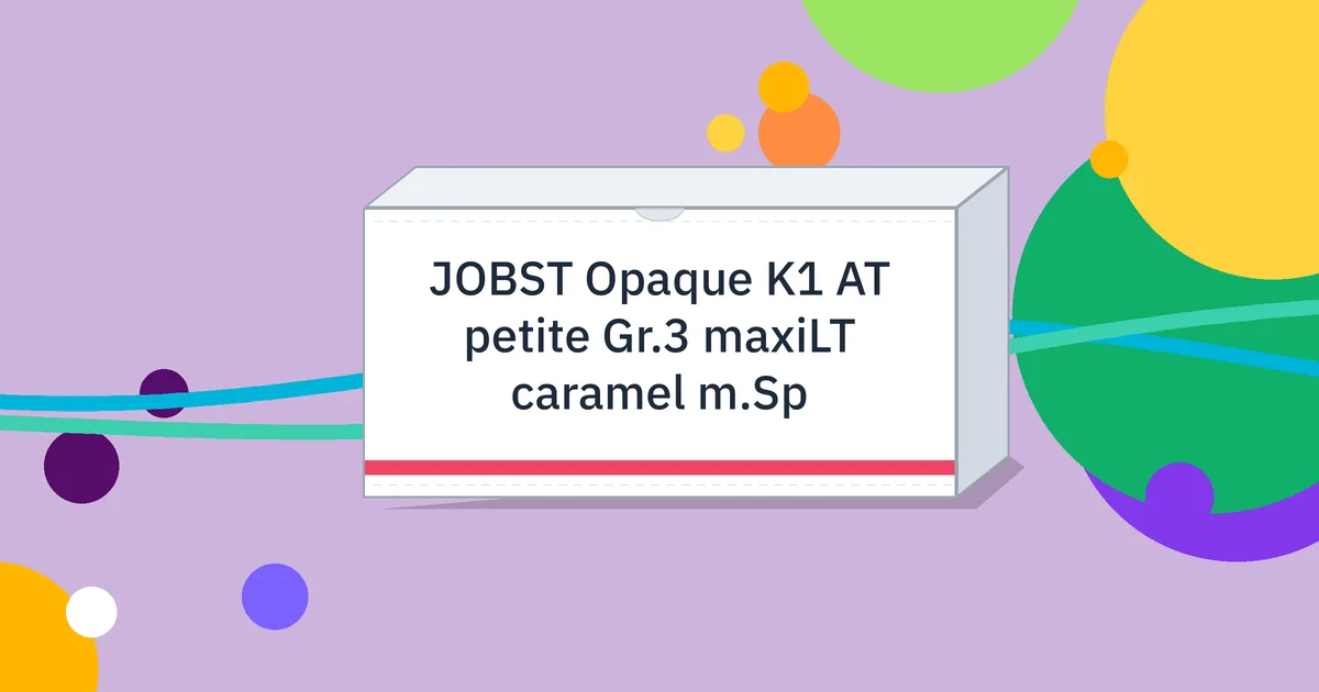 Symbolbild: Packung mit der Aufschrift JOBST Opaque K1 AT petite Gr.3 maxiLT caramel m.Sp (PZN 13102601) – Verfügbarkeit und Bezug in Apotheken in Frankfurt am Main