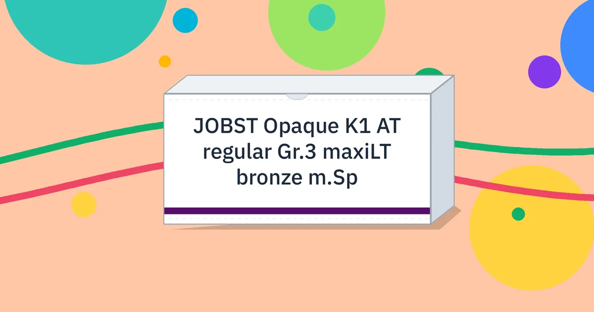 Symbolbild: Packung mit der Aufschrift JOBST Opaque K1 AT regular Gr.3 maxiLT bronze m.Sp (PZN 13105864) – Verfügbarkeit und Bezug in Apotheken in Frankfurt am Main